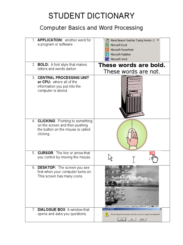 Student Dictionary - Basics and Word | Download Free PDF | Computer ...