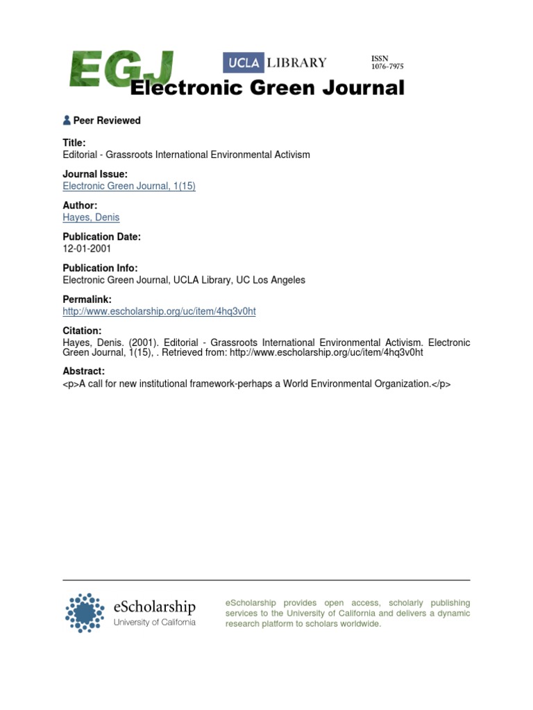 Peer Reviewed Title:: Electronic Green Journal, 1 | PDF ...