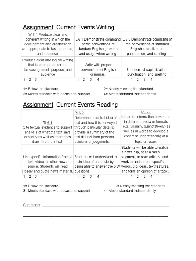 Current Events Writing & Reading Skills | PDF | Language Arts & Discipline