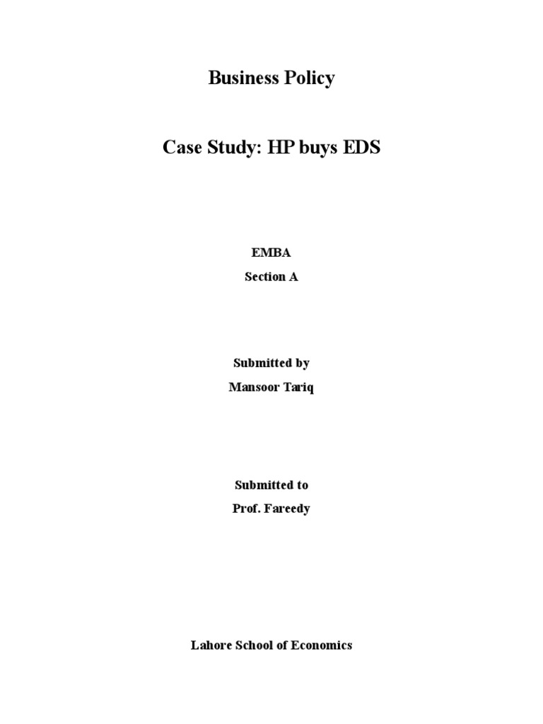 HP Case | PDF | Hewlett Packard | Mergers And Acquisitions