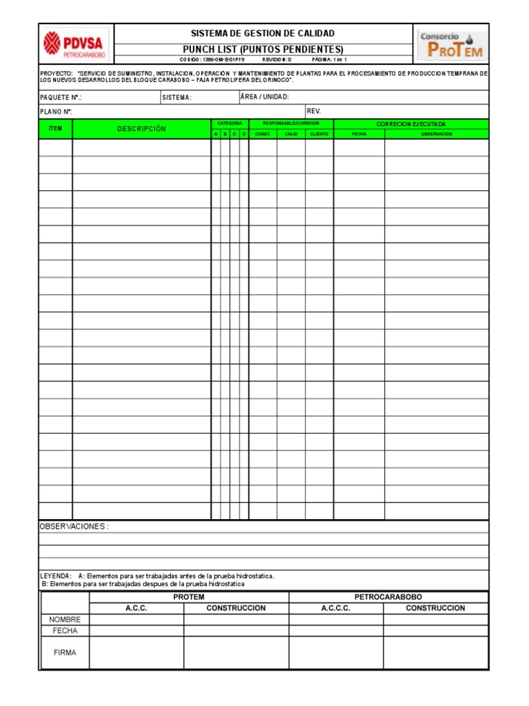 Punch List Template Excel How To Create A Construction Punch List In