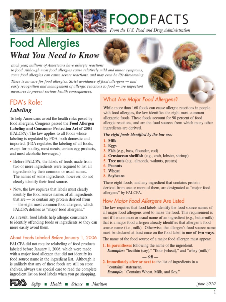 FDA - Food Allergies | Food Allergy | Allergen