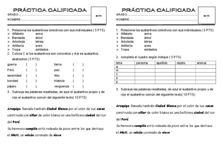 Practica de Sustantivo | PDF