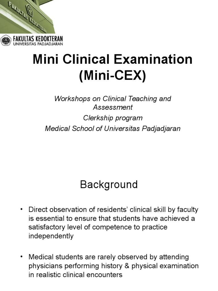 Mini Clinical Examination (Mini-CEX) | PDF | Physical Examination ...