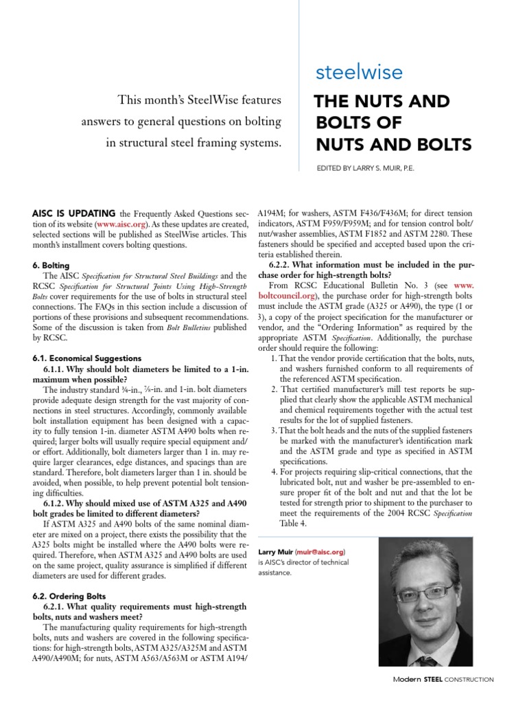 Structural Steel Bolts | PDF | Screw | Nut (Hardware)