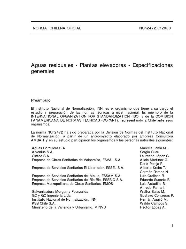 NCH 2472 | PDF | Bomba | Aguas residuales
