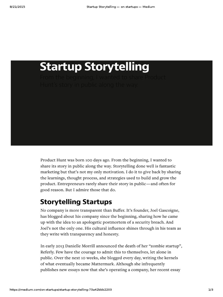 Startup Storytelling — on startups — Medium.pdf | Tech Start Ups ...