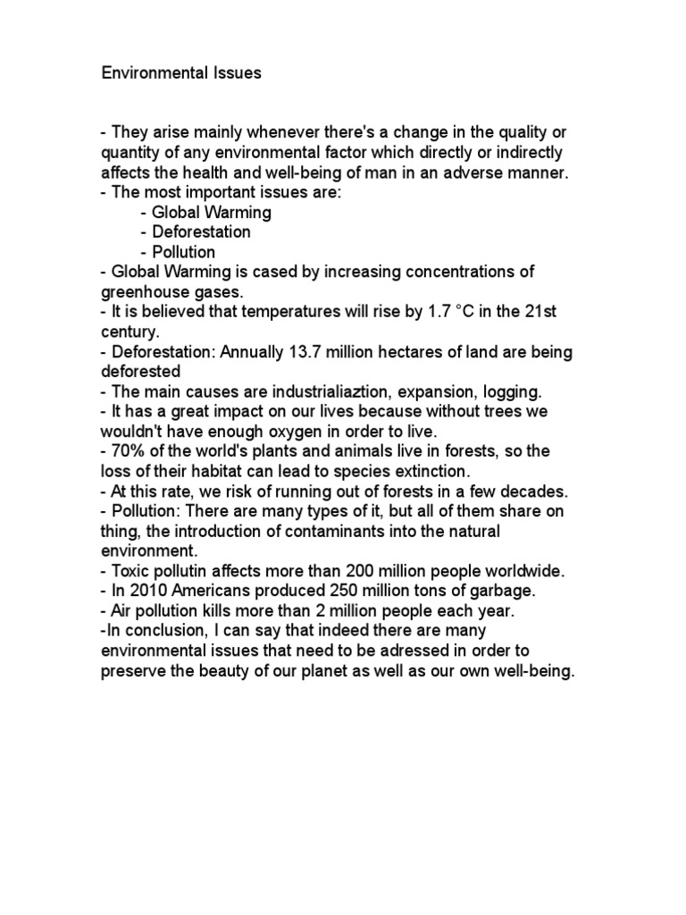 Environmental Issues Script | PDF