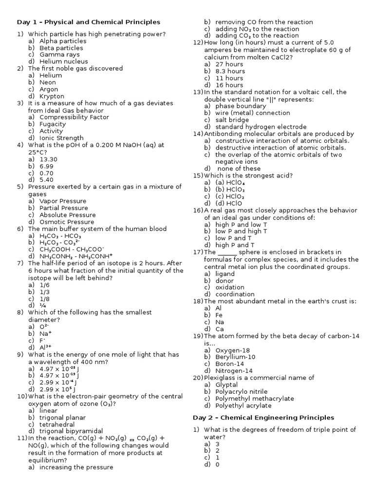 Chemical Engineering MCQs | PDF | Molecular Orbital | Gases