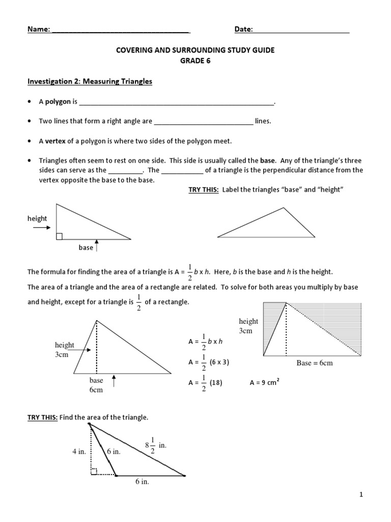 Covering and Surrounding Study Guide | PDF | Area | Rectangle