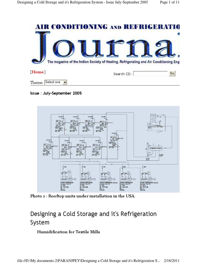 Designing A Cold Storage and It's Refrigeration System | PDF ...