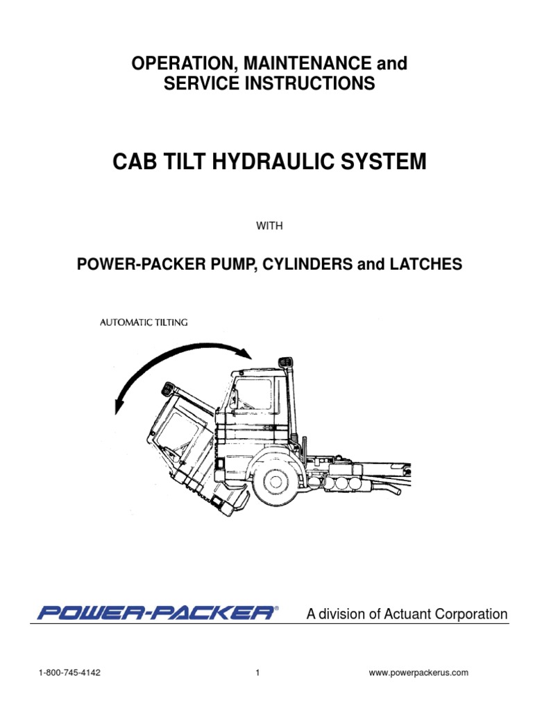 Cab Tilt Hydraulic System: Operation, Maintenance and Service ...