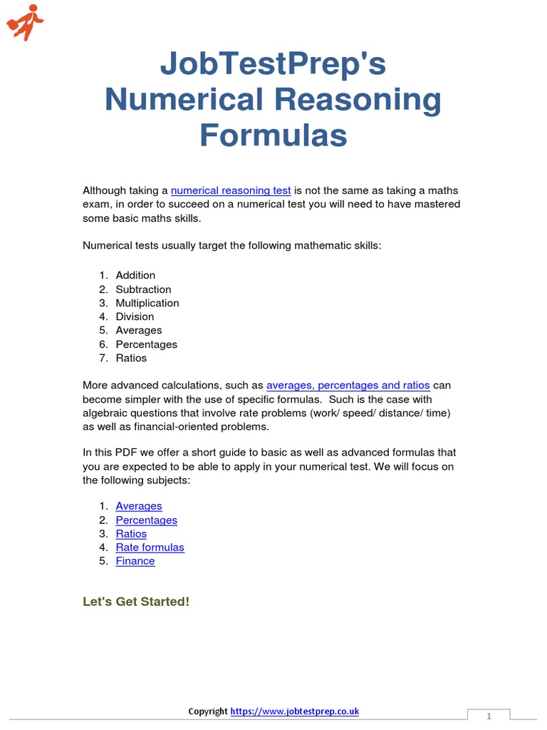Numerical Reasoning Formulas PDF | PDF