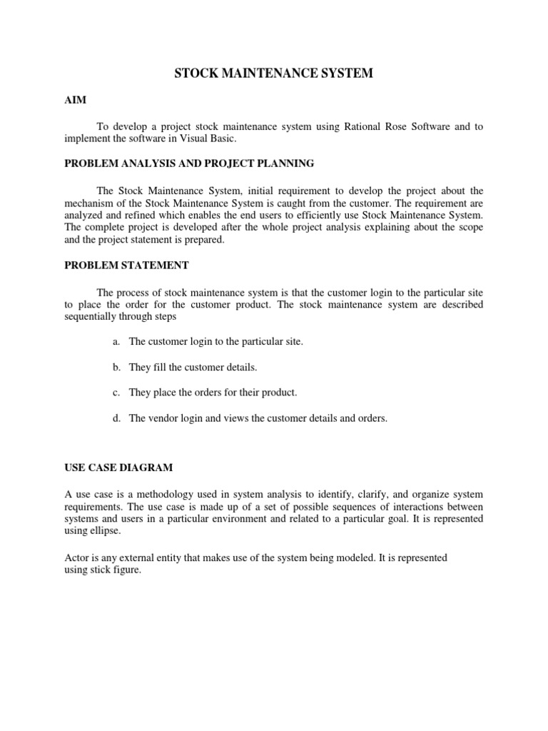 Stock Maintenance System | PDF | Use Case | Unified Modeling Language