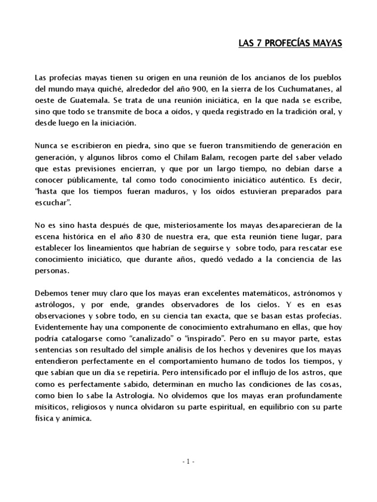 Las 7 Profecias Mayas | PDF | Civilización maya | Tierra