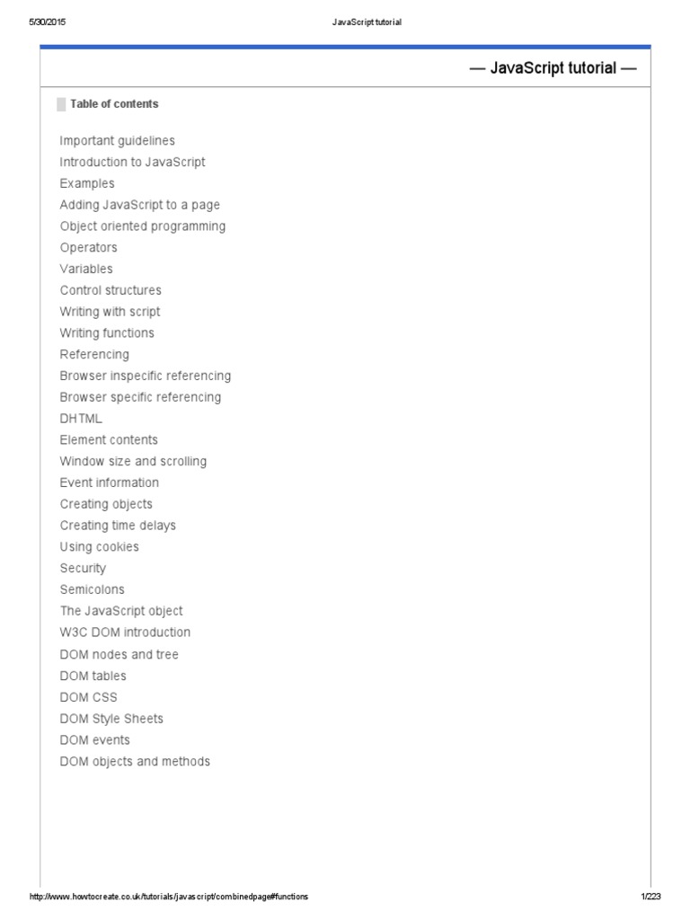 Javascript Tutorial Pdf | Pdf | Java Script | Html
