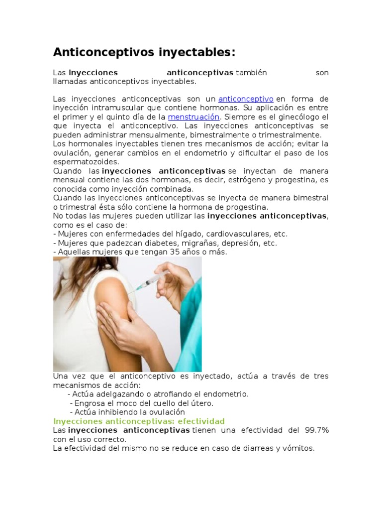 Anticonceptivos Inyectables | PDF | Control de la natalidad | Ciclo ...