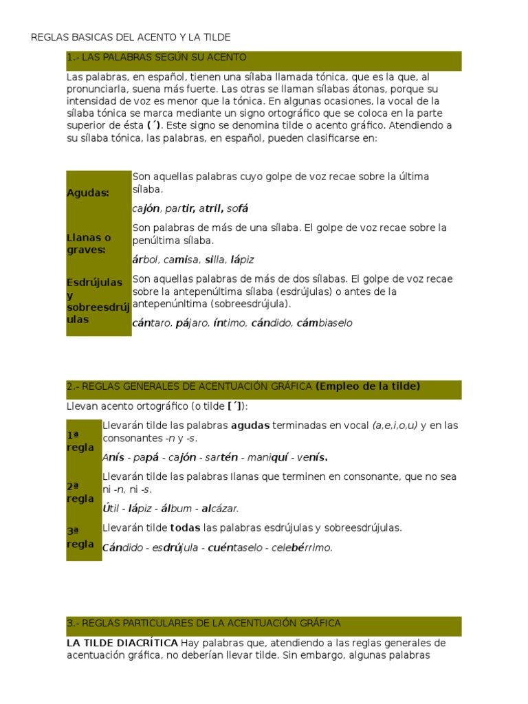 Reglas de Acentuación y Tilde | PDF | Palabra | Lingüística