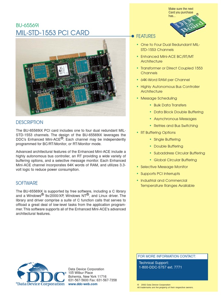 Mil-Std-1553 Pci Card: Features | PDF | Instruction Set | Pointer ...
