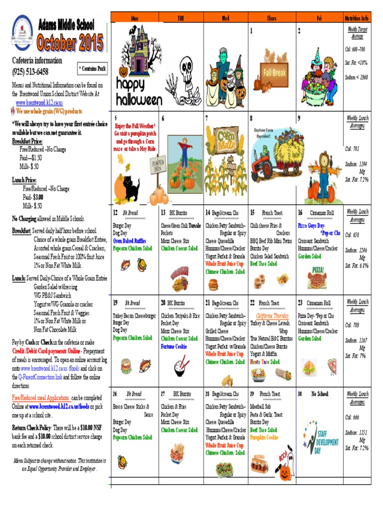 AMS Oct Menu | PDF | Pumpkin | Burrito