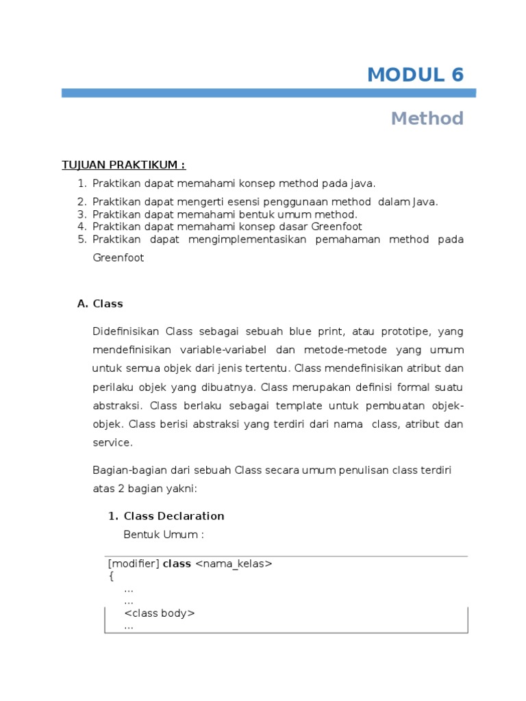 MODUL Method Dan Greenfoot | PDF | Komputer