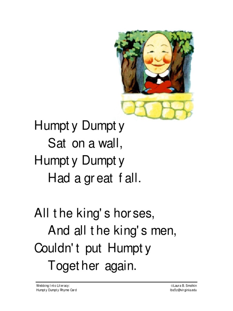 Humpty Dumpty Literacy Card | PDF