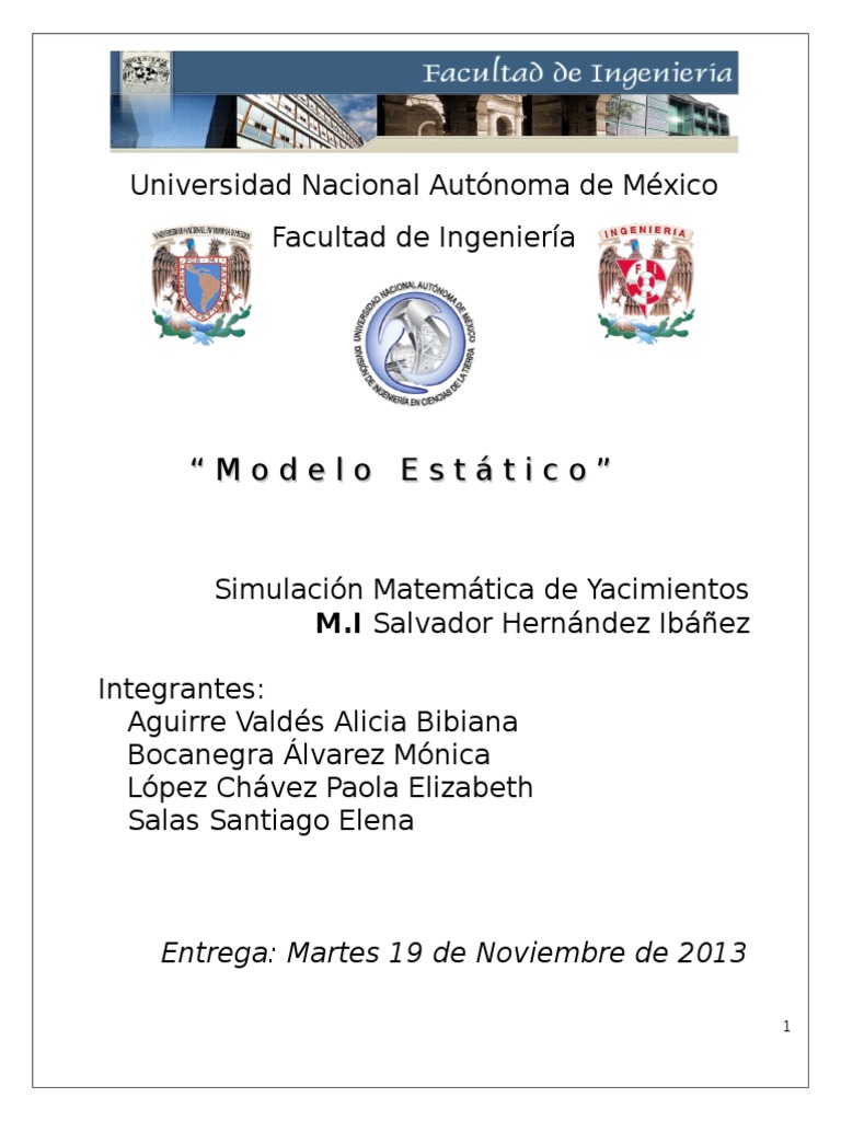 Modelo Estático de Yacimientos en Ingeniería | PDF | Depósito de ...