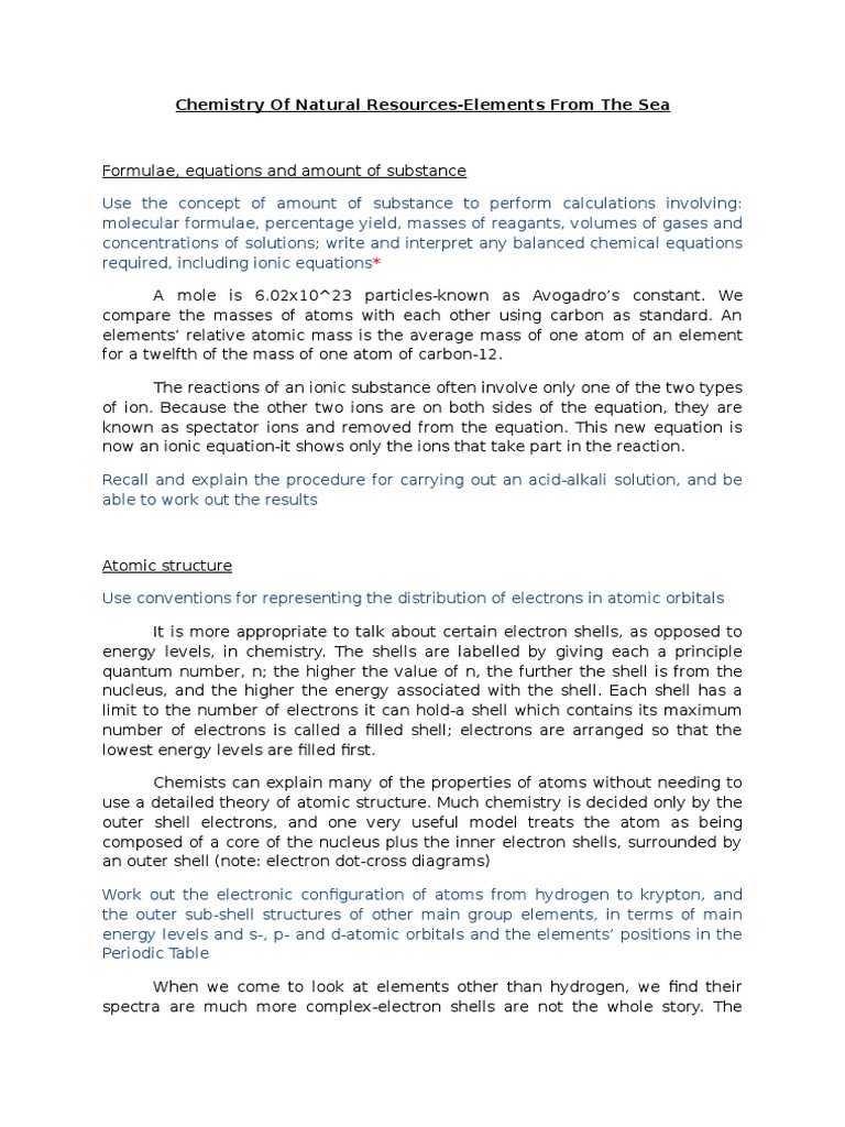 Elements From The Sea | PDF | Redox | Covalent Bond