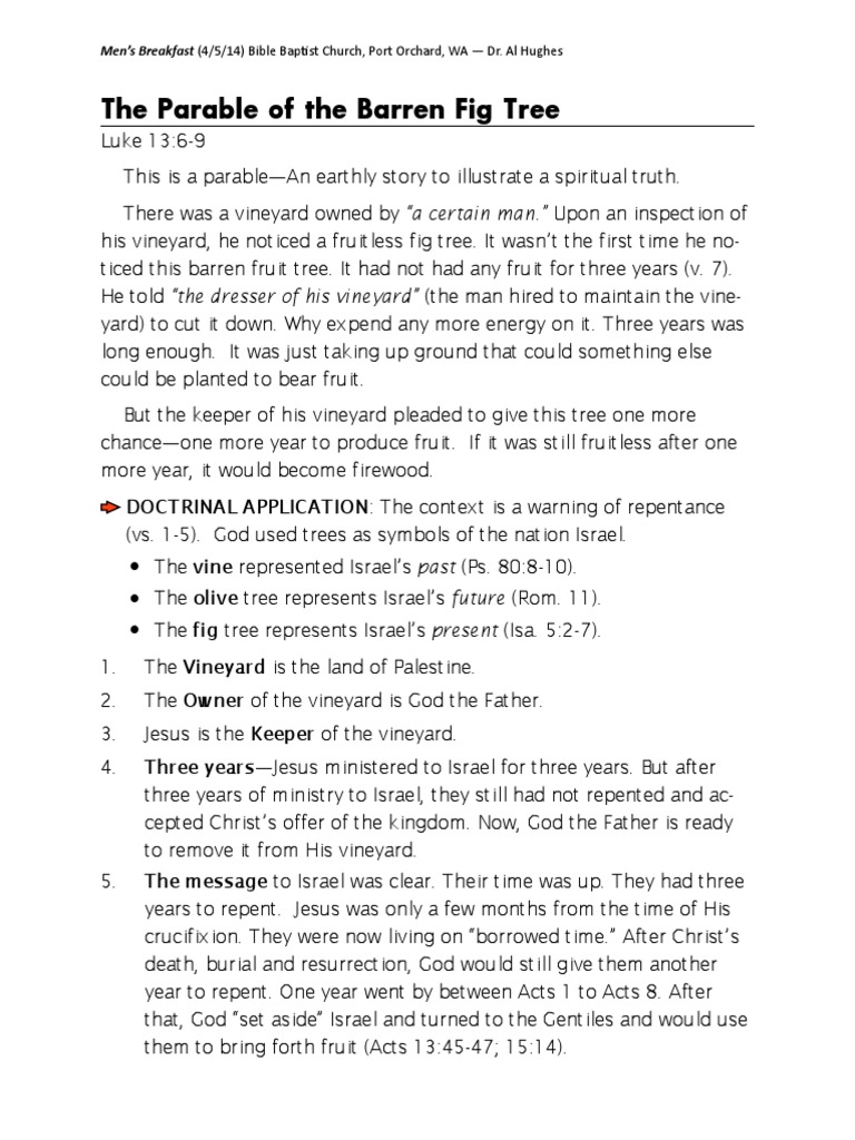 Parable Barren Fruit Tree MenBkf | PDF | Parables Of Jesus | Acts Of ...