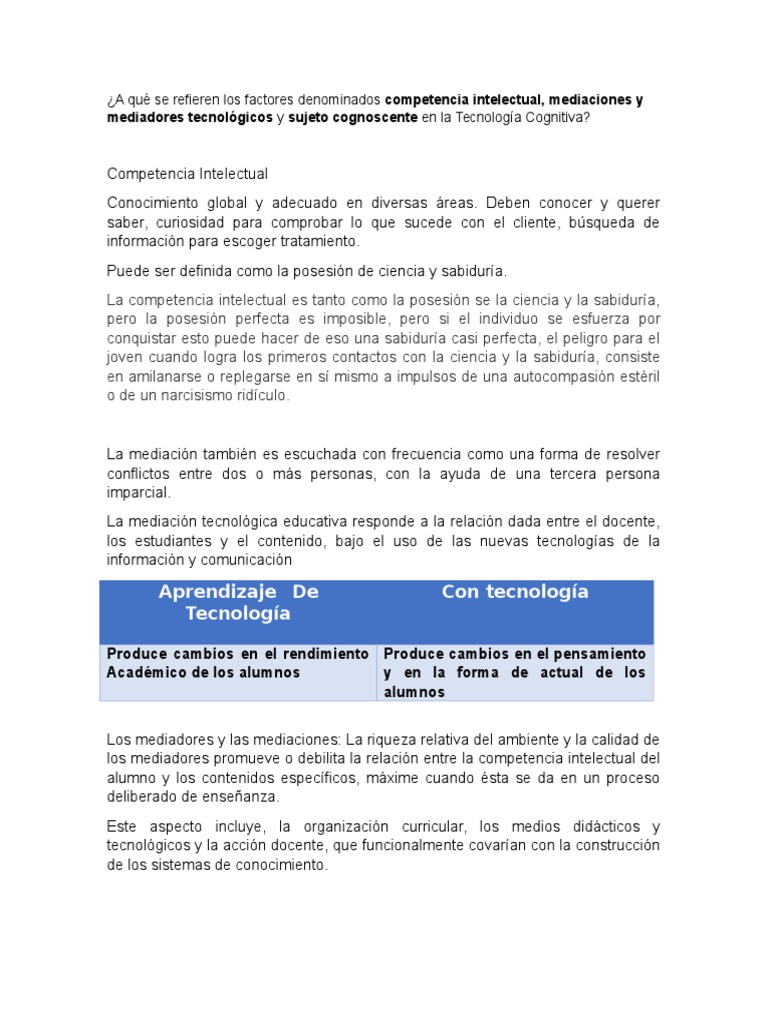 Competencia Intelectual | PDF | Conocimiento | Aprendizaje