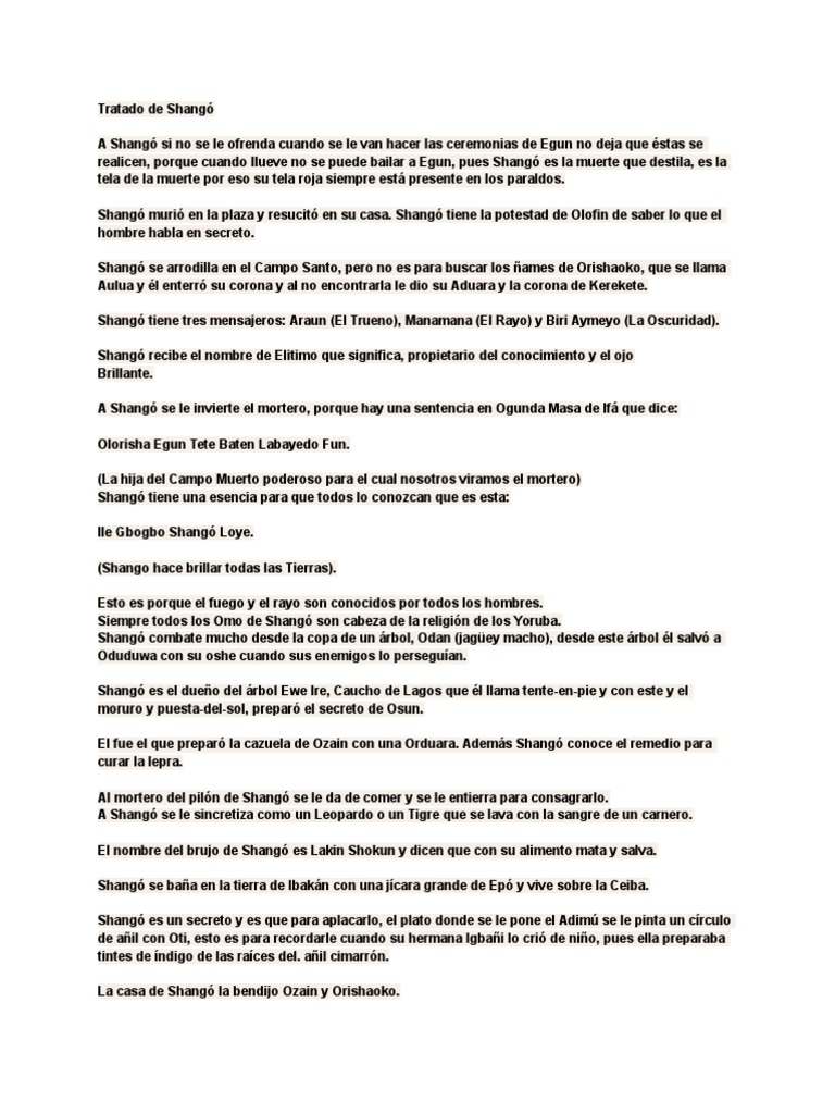 Tratado sobre Shangó y sus rituales | PDF | Religión y creencia ...