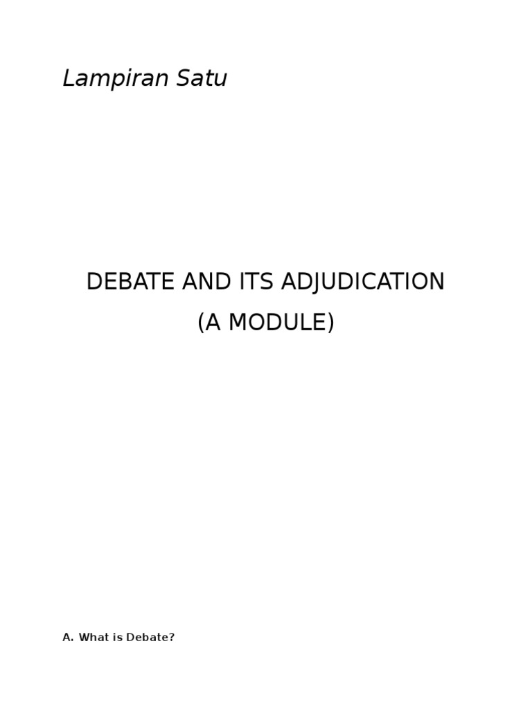 Module - Debate and Its Adjudication | PDF | Argument | Human Communication