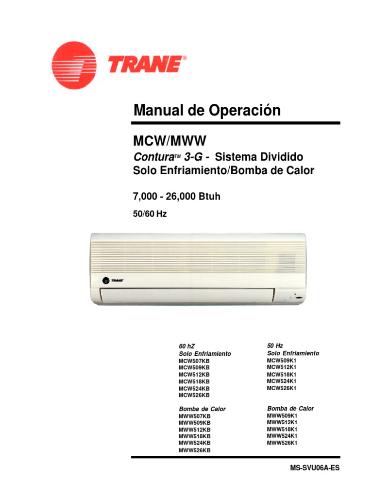 Manual de servicio y mantto a minisplit trane.PDF | Control remoto | Aire acondicionado