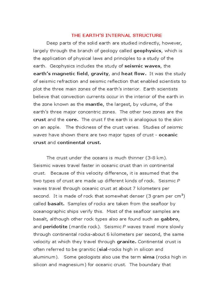 3 Internal Structure | PDF | Mantle (Geology) | Crust (Geology)