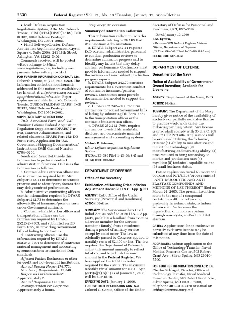 Notice: Servicemembers Civil Relief Act: Housing Price Inflation ...