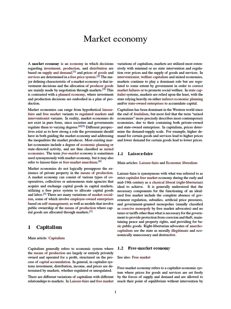 Market Economy: 1 Capitalism | PDF | Market Economy | Free Market