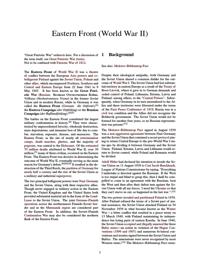 Eastern Front (World War II) | PDF | Eastern Front (World War II ...