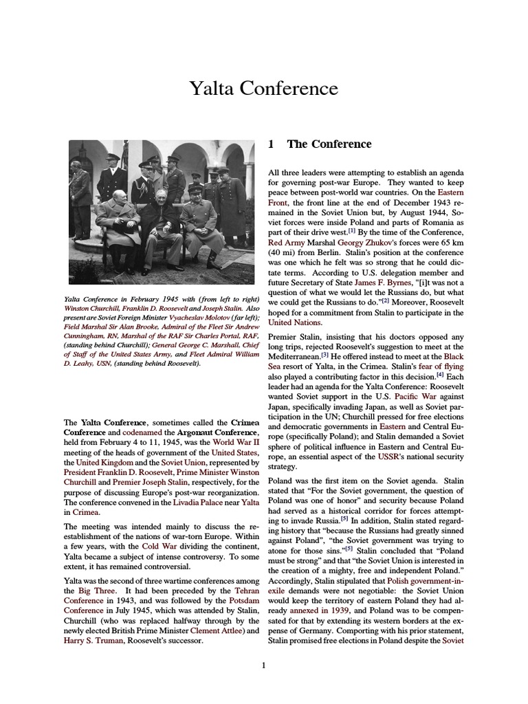 Yalta Conference | PDF | Aftermath Of World War II | International Security