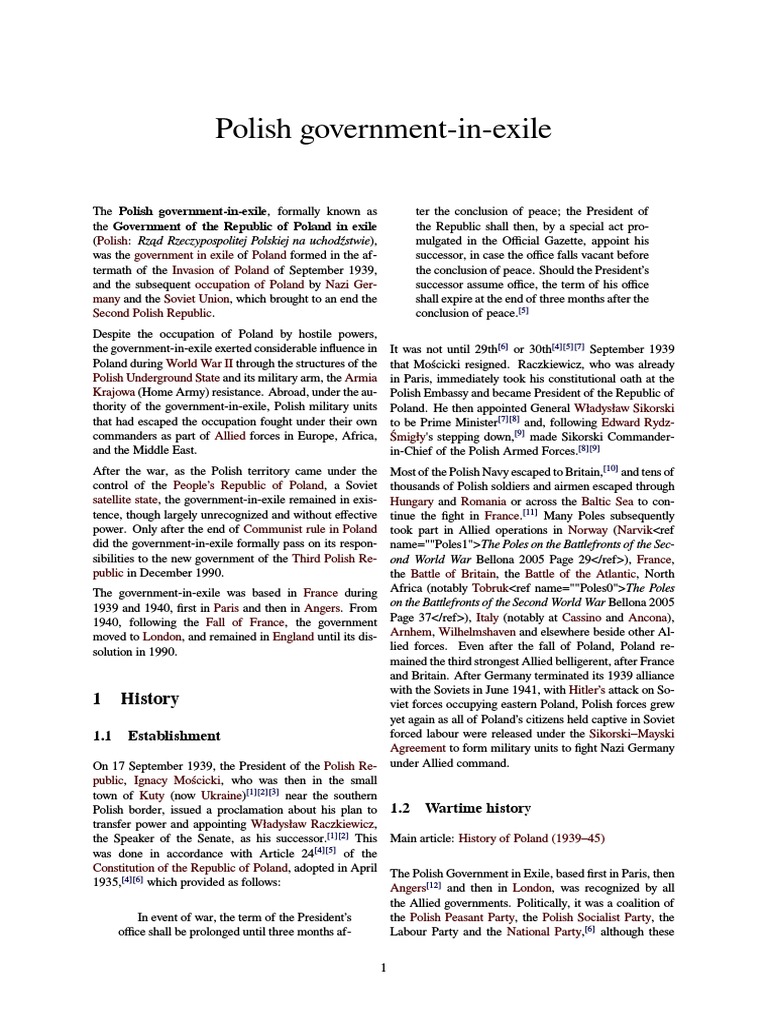 Polish Government in Exile | PDF | Poland | World War II