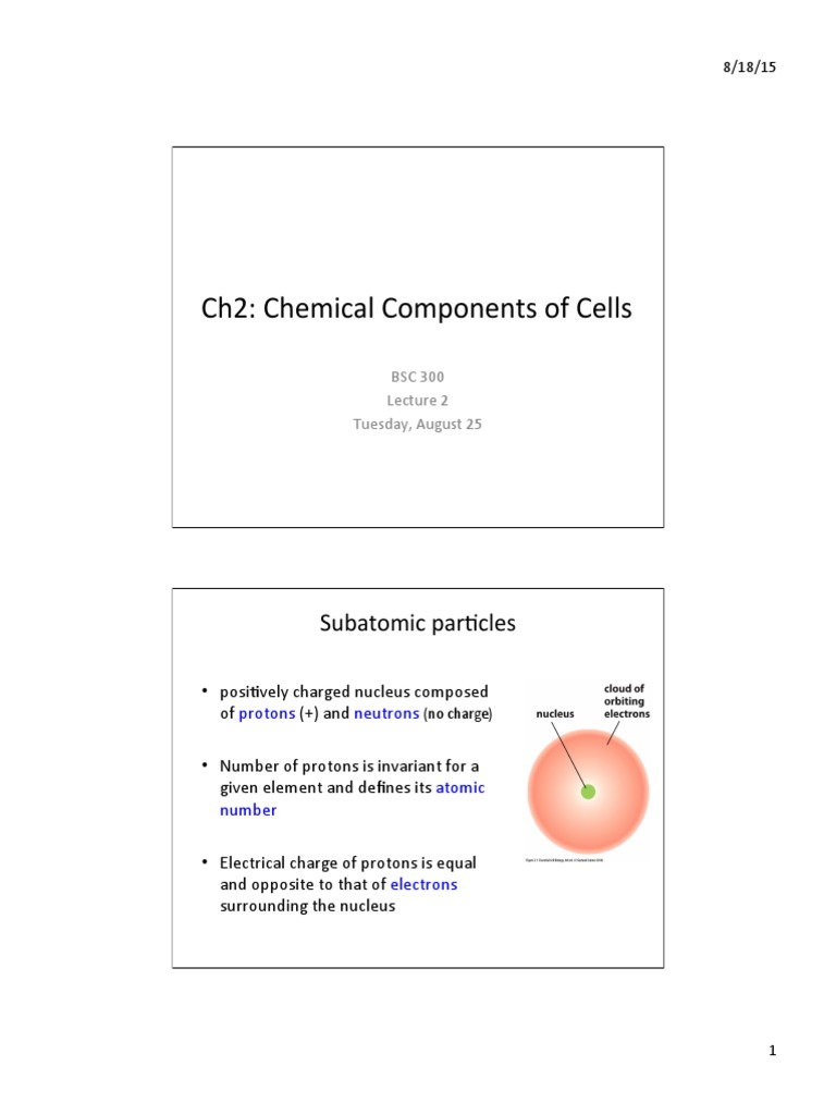 Chemical Components of Cells Overview | PDF | Nucleotides | Chemical Bond