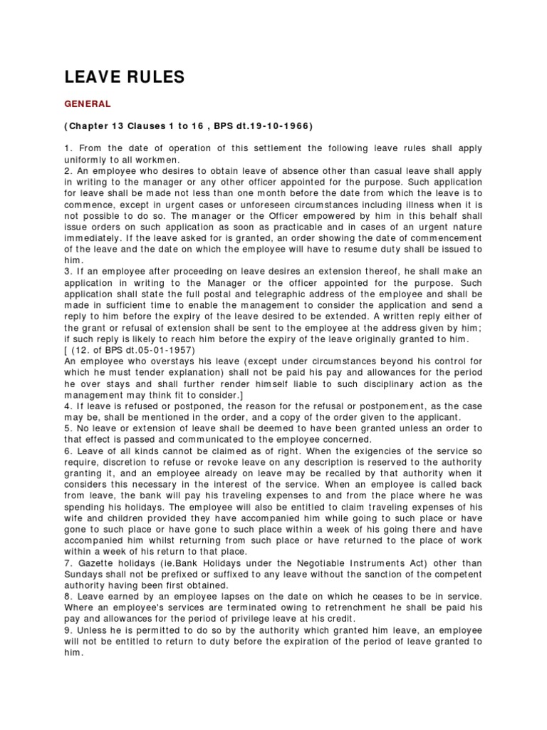 Leave Rules | PDF | Pro Rata | Sick Leave