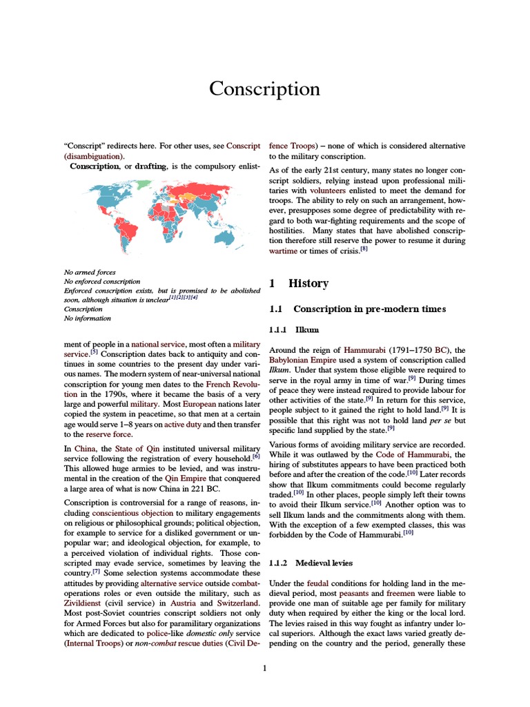 Conscription | Conscription | Conscription In The United States