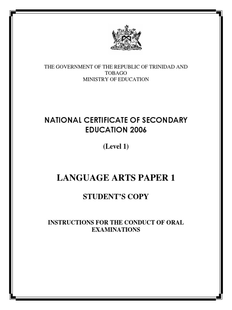 NCSE 2006 Language Arts Paper 1 Students | PDF | Vocabulary | English ...