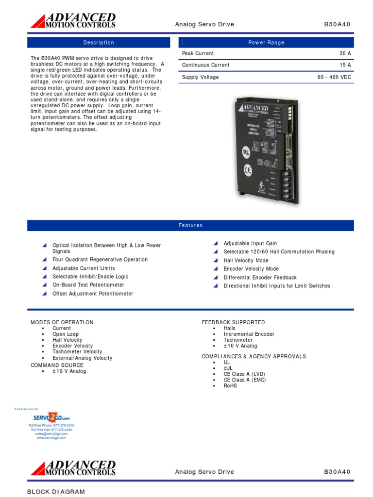 Advanced Motion Controls B30A40 | PDF | Power Supply | Printed Circuit Board