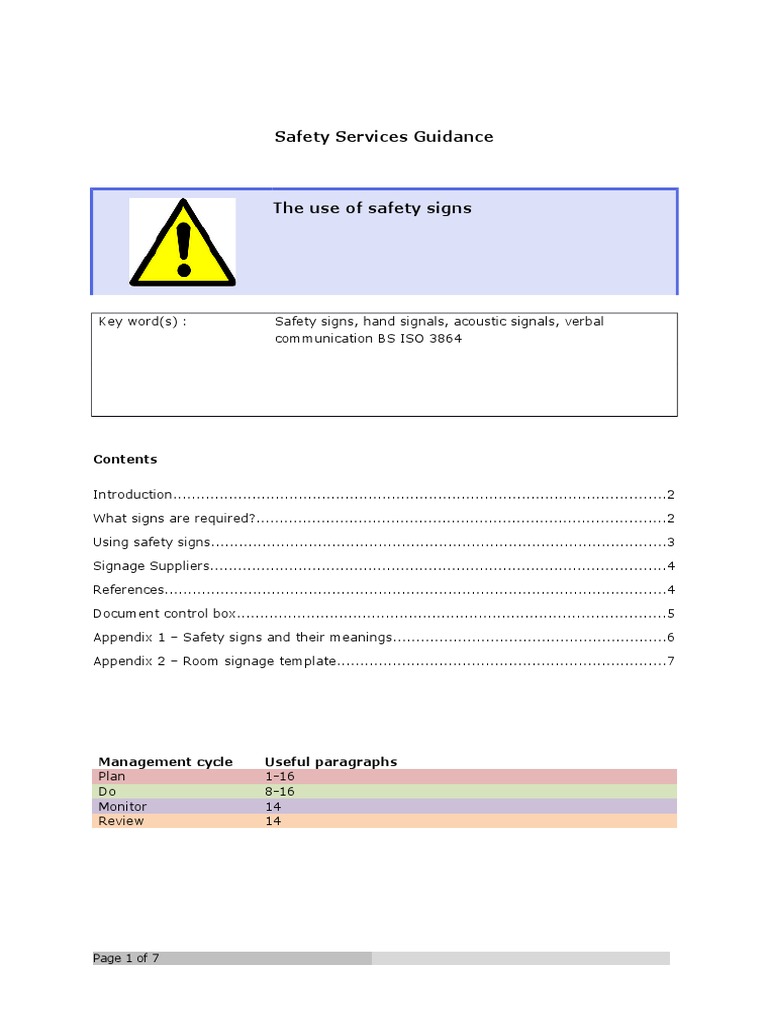 Safety Signs Guide | PDF | Safety | Occupational Safety And Health