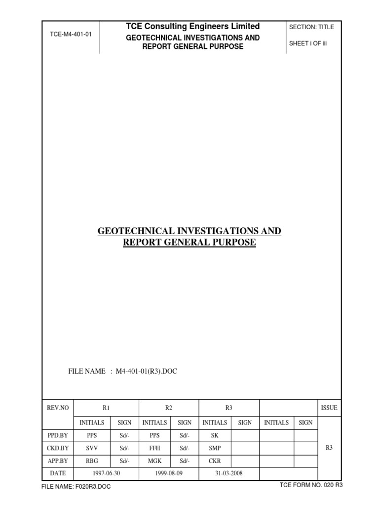 Geotechnical Investigations and Report General Purpose: TCE Consulting ...