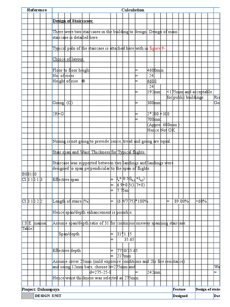Reference Calculation Output Design of Staircases:: Figure 9-1 | PDF ...