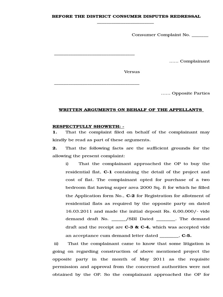 Before The District Consumer Disputes Redressal | PDF | Public Law | Virtue