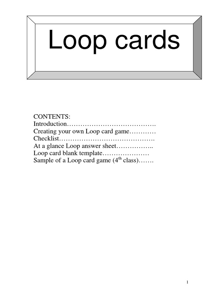 Loop cards game revision | PDF | Multiplication | Curriculum