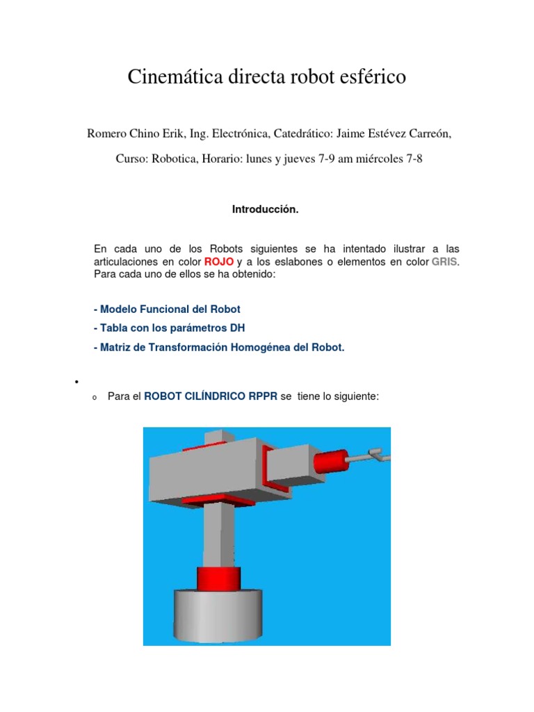 Cinemática Directa Robot Esférico | PDF